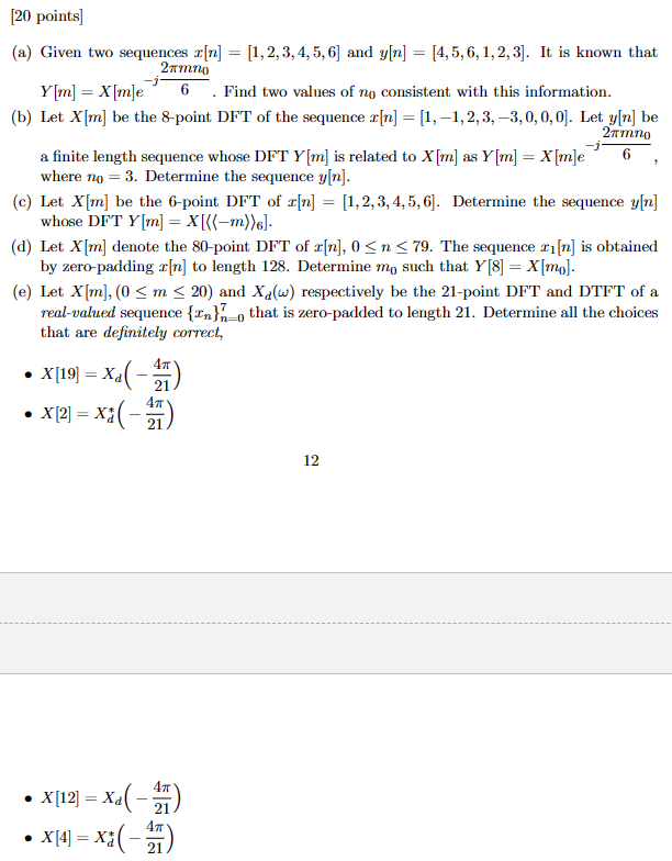 Solved [20 ﻿points](a) ﻿Given two sequences | Chegg.com