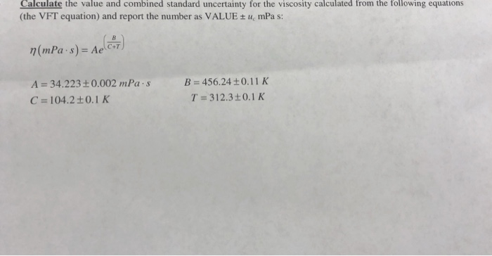 Solved Calculate the value and combined standard uncertainty | Chegg.com