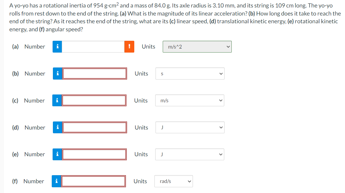 Solved A yo-yo has a rotational inertia of 954 g⋅cm2 and a | Chegg.com