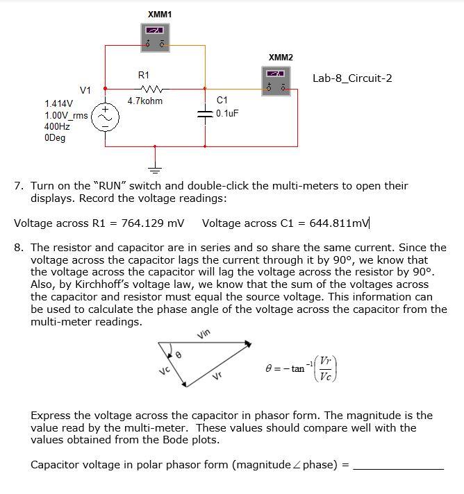 Solved XMM1 XMM2 R1 Lab-8_Circuit-2 4.7kohm V1 1.414V 1.00V | Chegg.com