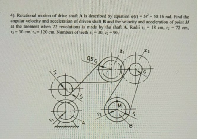 Solved 4). Rotational motion of drive shaft A is described | Chegg.com