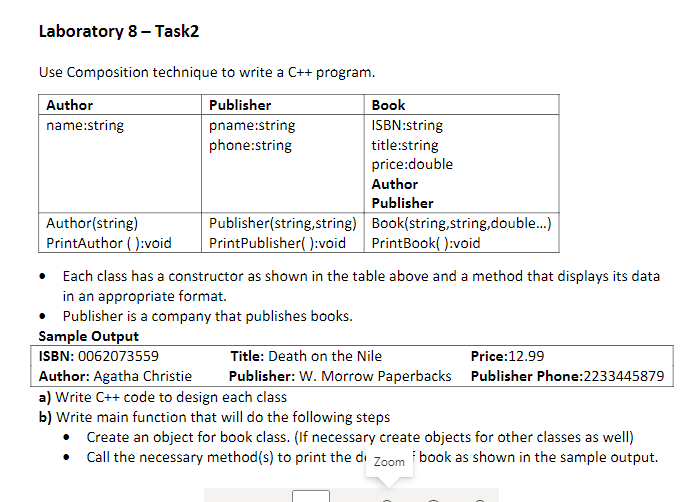 Solved Laboratory 8 – Task2 Use Composition technique to | Chegg.com