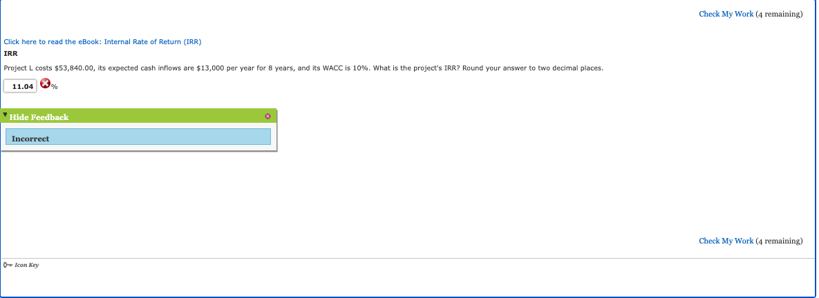 Solved Check My Work (4 remaining) Click here to read the | Chegg.com