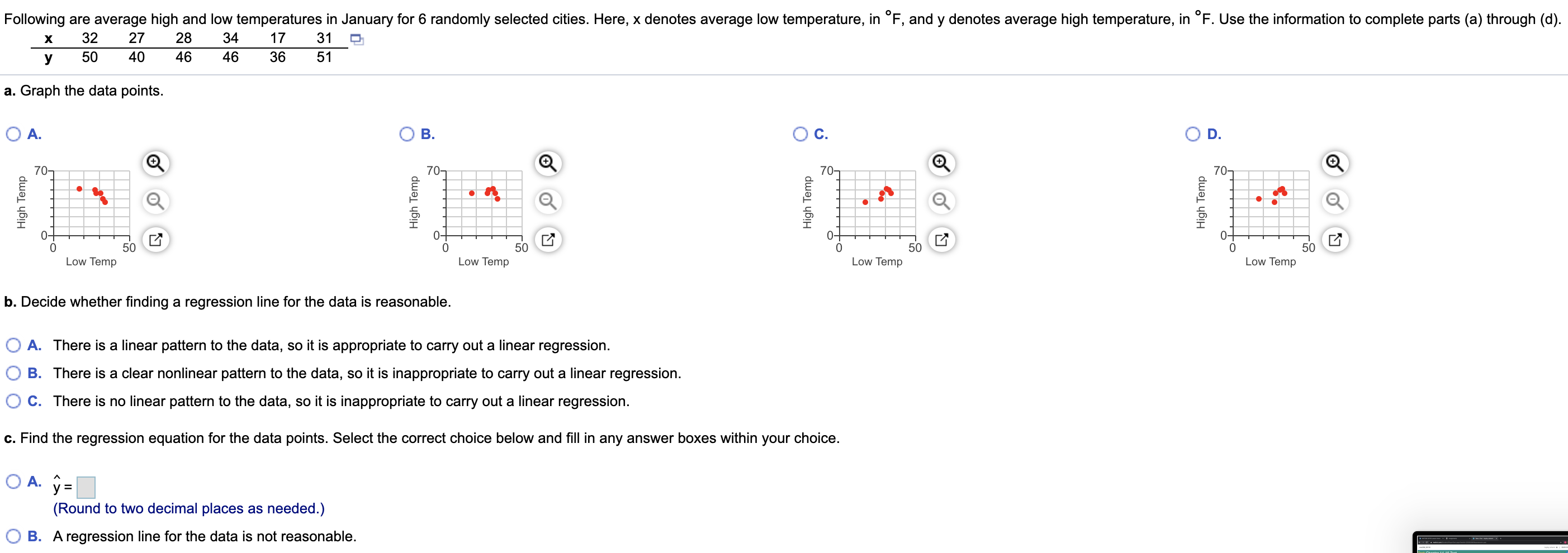 Solved Following are average high and low temperatures in | Chegg.com