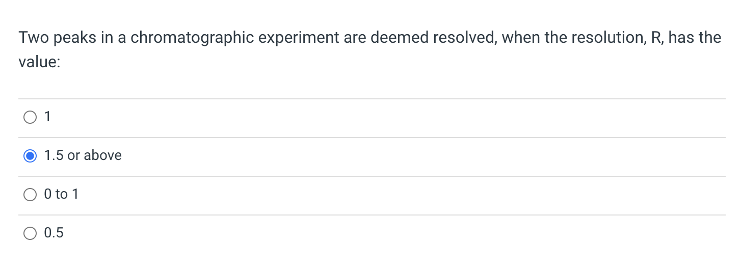 Solved Two peaks in a chromatographic experiment are deemed | Chegg.com