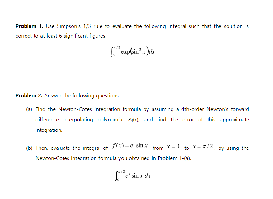 Solved Problem 1. Use Simpson's 1/3 rule to evaluate the | Chegg.com