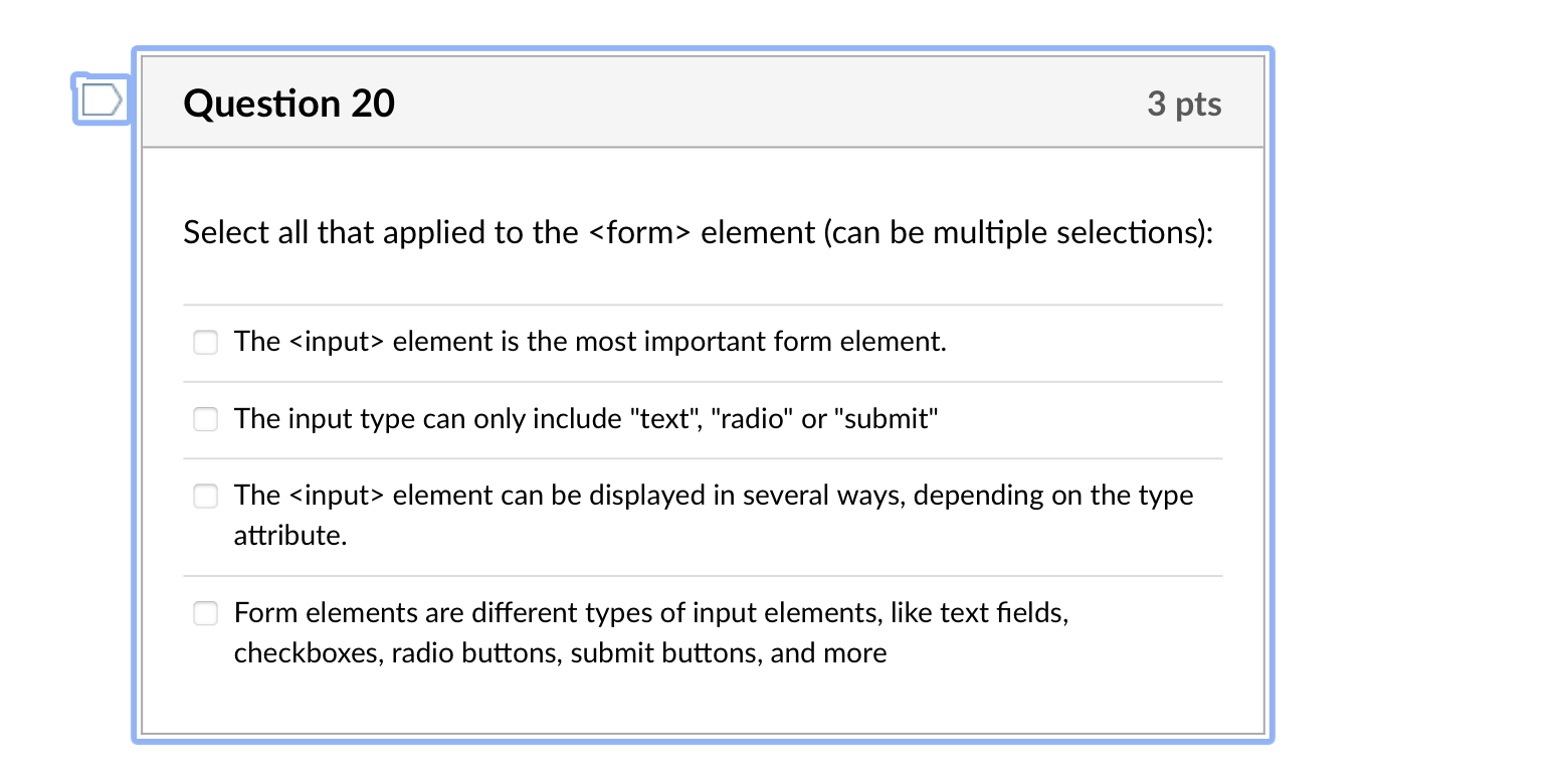 Solved Question 20 3 pts Select all that applied to the | Chegg.com