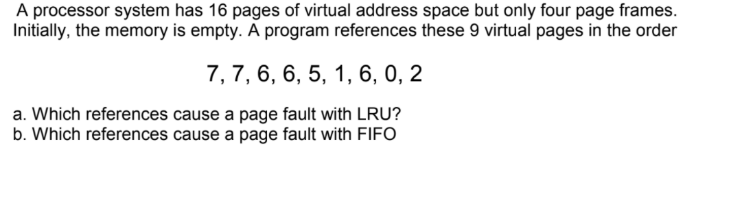 Solved A processor system has 16 pages of virtual address | Chegg.com