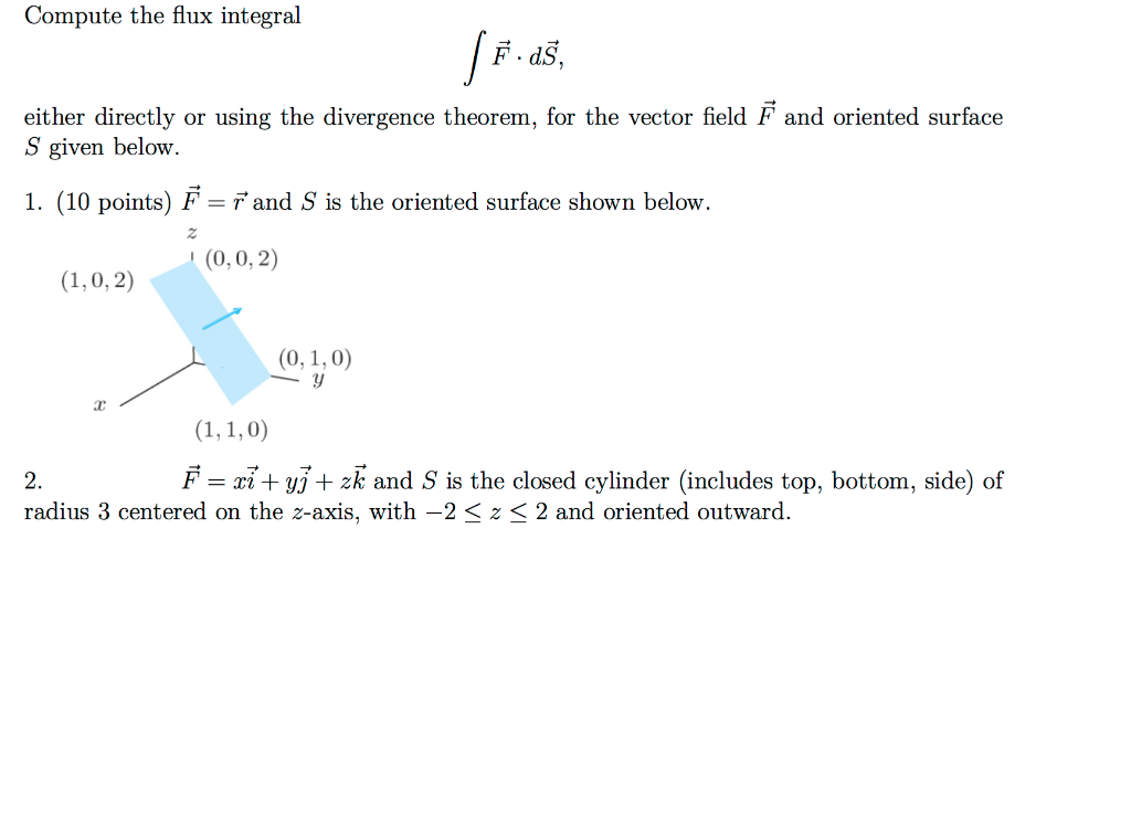 Solved Compute the flux integral Faš, either directly or | Chegg.com