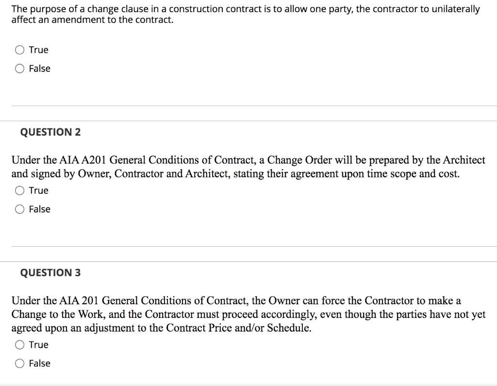 Solved The purpose of a change clause in a construction | Chegg.com