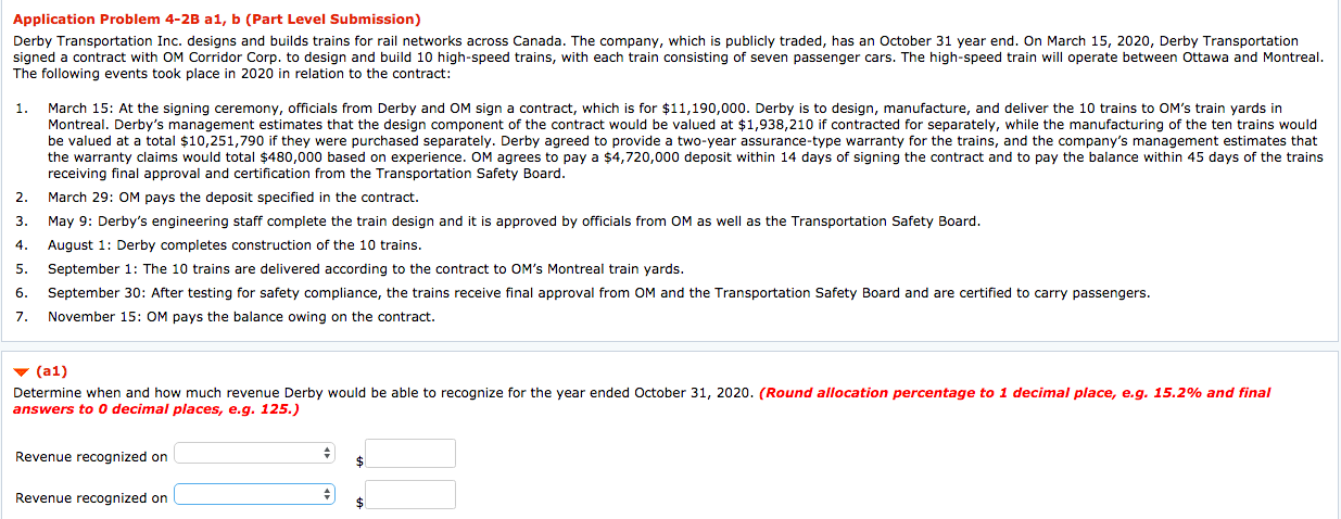 Solved Application Problem 4-2B a1, b (Part Level | Chegg.com