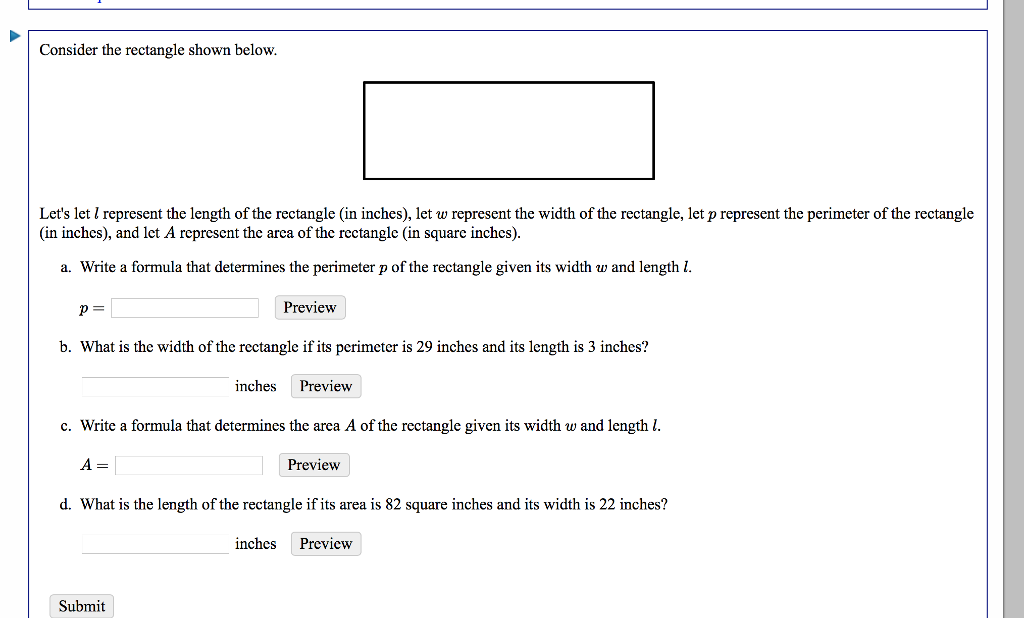 Solved Consider the rectangle shown below. Let's let I | Chegg.com