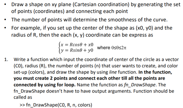 Draw a shape on xy plane (Cartesian coordination) by | Chegg.com