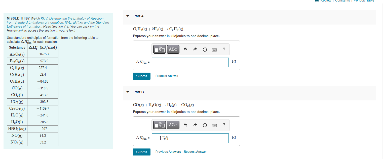 Solved Part B CO(g)+H2O(g)→H2( g)+CO2( g) Express your | Chegg.com