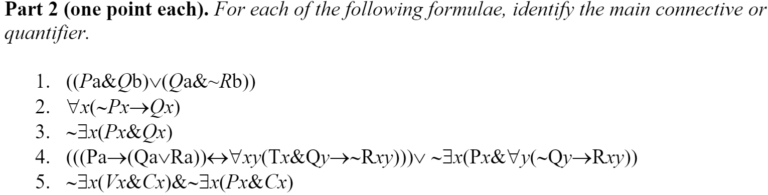 Solved For each of the following formulae, identify the main | Chegg.com