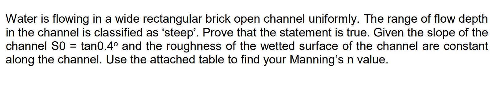 Table 1 n Mean values of the Manning coefficient n | Chegg.com
