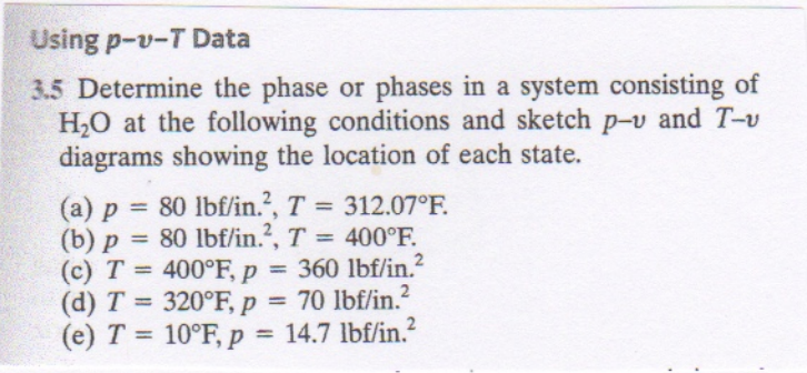 Solved Using p-v-T Data 3.5 Determine the phase or phases in | Chegg.com