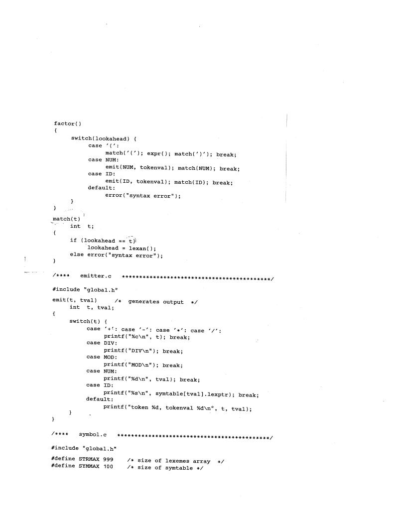 Creating the Compiler The code for the modules | Chegg.com