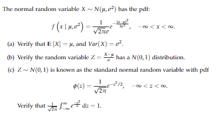 Solved The normal random variable x∼N(μ,σ2) ﻿has the | Chegg.com