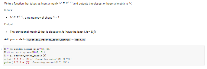 Solved Write A Function That Takes As Input A Matrix Mer 8435