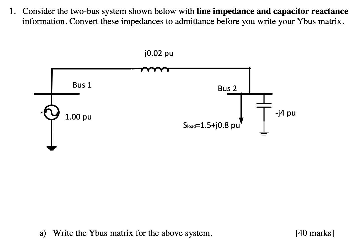 Solved 1. Consider the two-bus system shown below with line | Chegg.com