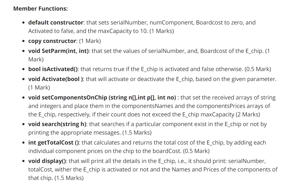 Solved Part 1 (12 Marks) Define and implement a class E_chip | Chegg.com