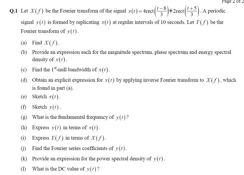 Solved Q.1 Let X(f) be the Fourier transform of the signal | Chegg.com