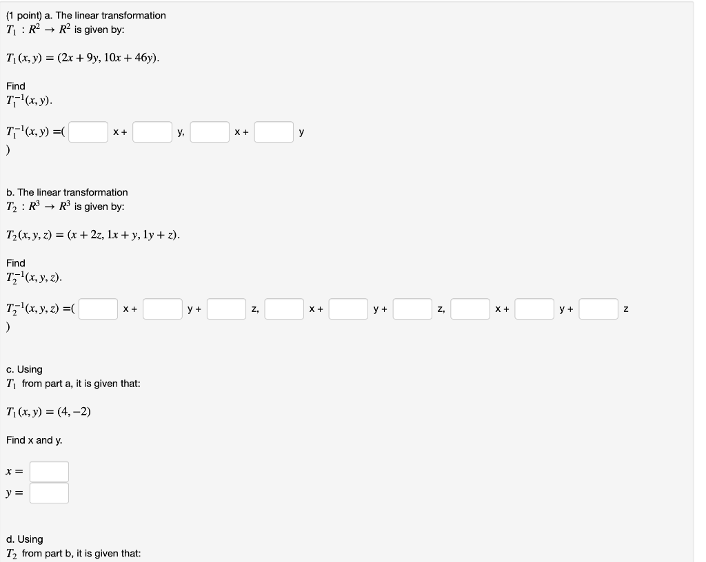 Solved (1 point) Letf: R2 + R3 be the linear transformation | Chegg.com