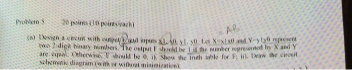 Solved Design a circuit with output F and inputs x1, x0, y1, | Chegg.com