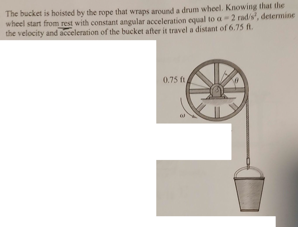 Solved The bucket is hoisted by the rope that wraps around a | Chegg.com