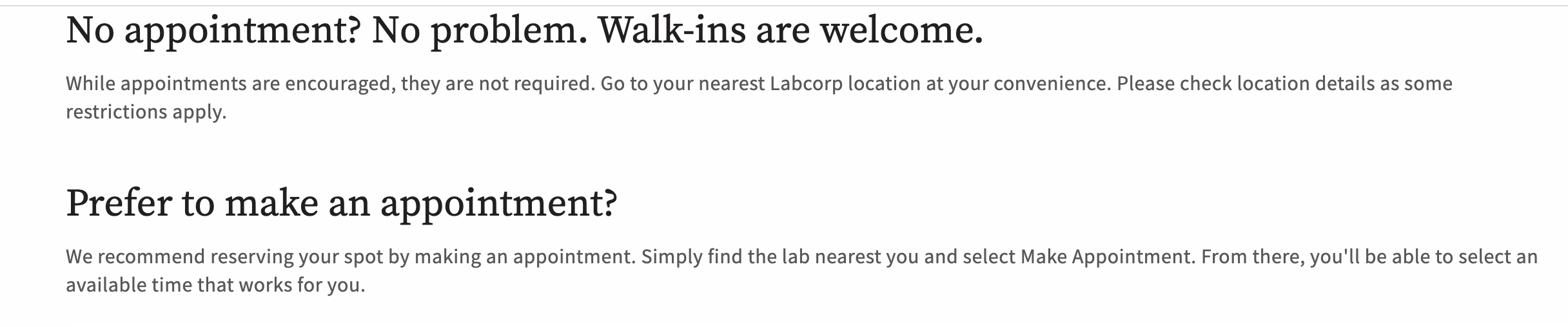 Solved No appointment? No problem. Walk-ins are welcome. | Chegg.com