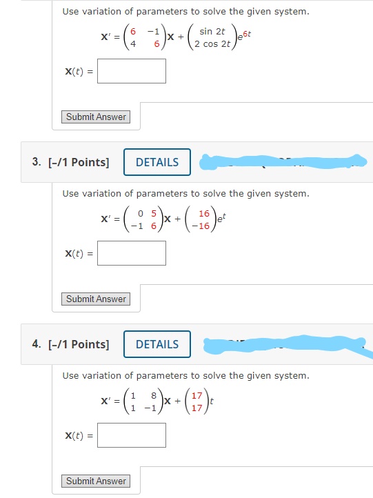 Solved Use variation of parameters to solve the given | Chegg.com
