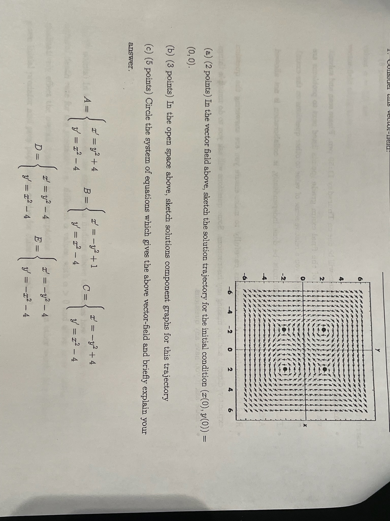 Solved (a) (2 points) In the vector field above, sketch the | Chegg.com