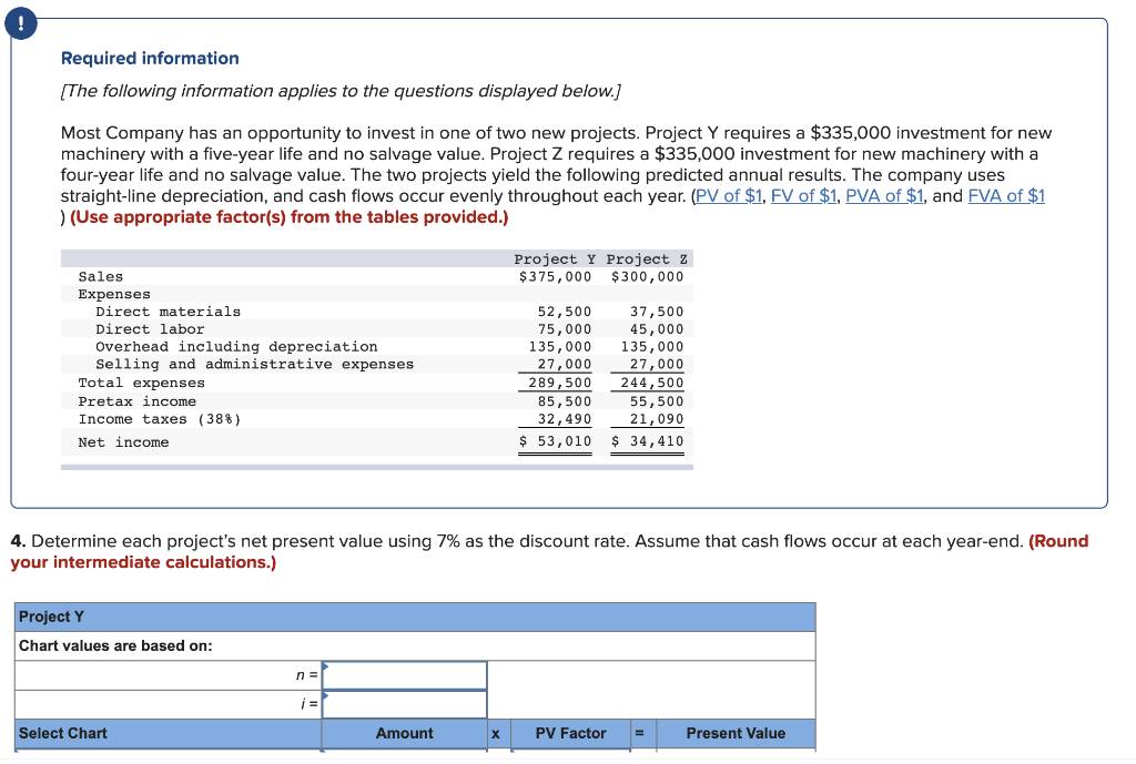 Solved 4. Determine each project's net present value using | Chegg.com
