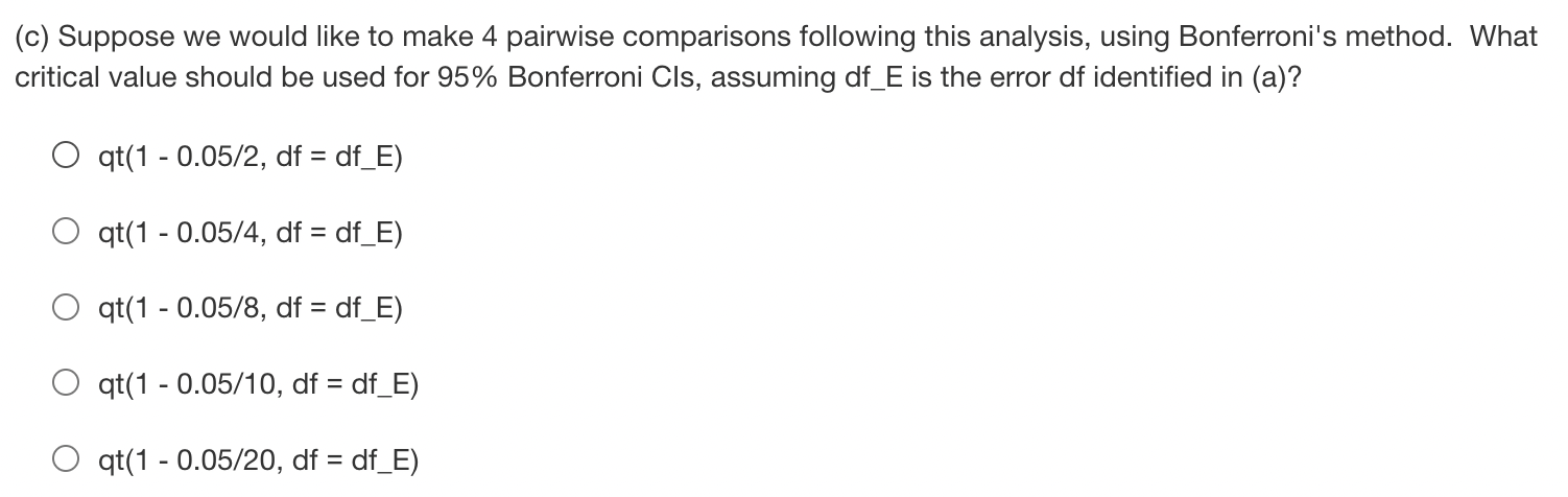 (b) The ANOVA analysis above is comparing [choose | Chegg.com