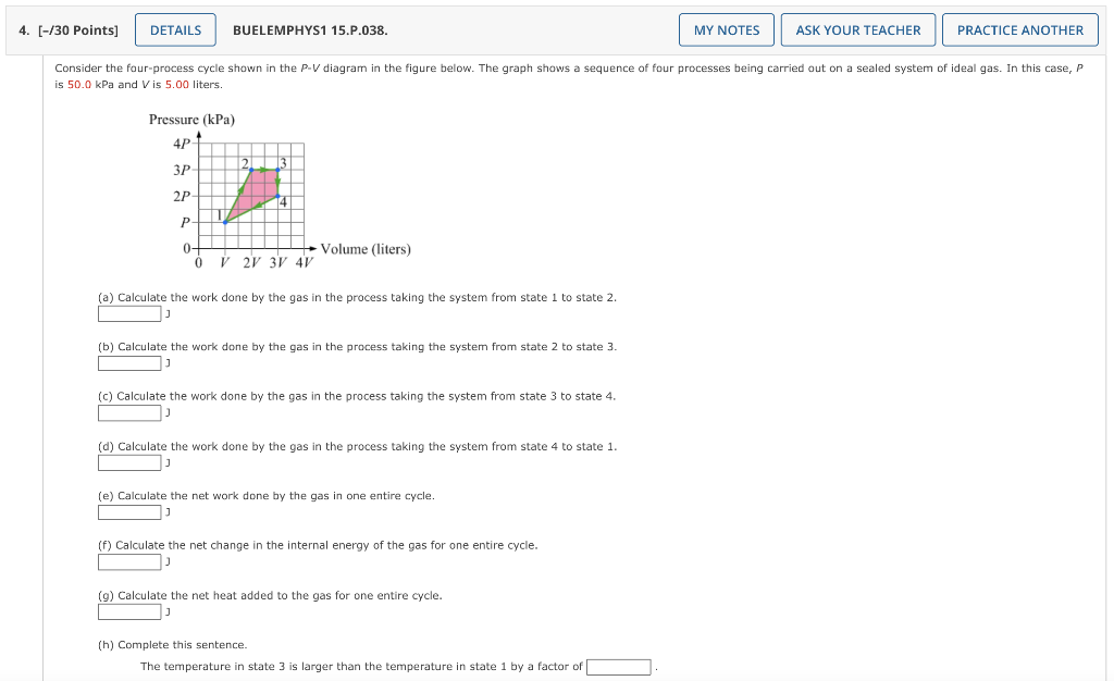 Solved 4. (-/30 Points] DETAILS BUELEMPHYS1 15.P.038. MY | Chegg.com