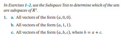 Solved In Exercises 1-2, use the Subspace Test to determine | Chegg.com
