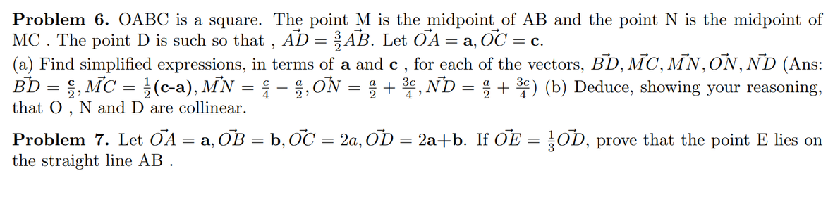 Solved Problem 6. OABC is a square. The point M is the | Chegg.com