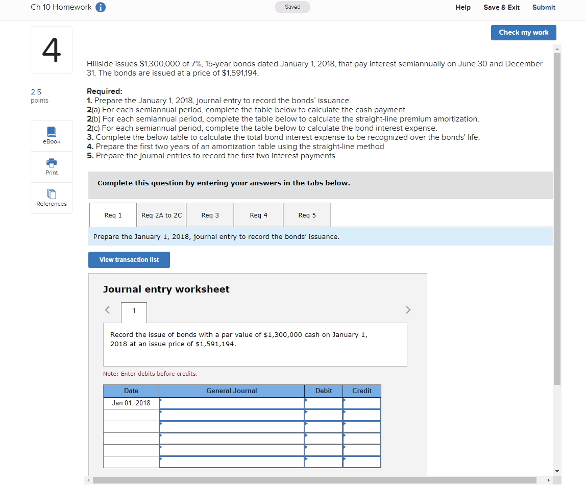 Solved Ch 10 Homework i Saved Help Save & Exit Submit Check | Chegg.com