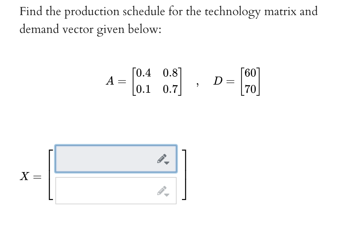 Solved Find the production schedule for the technology | Chegg.com