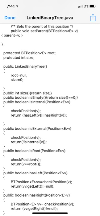 Java Use the LinkedBinaryTree | Chegg.com