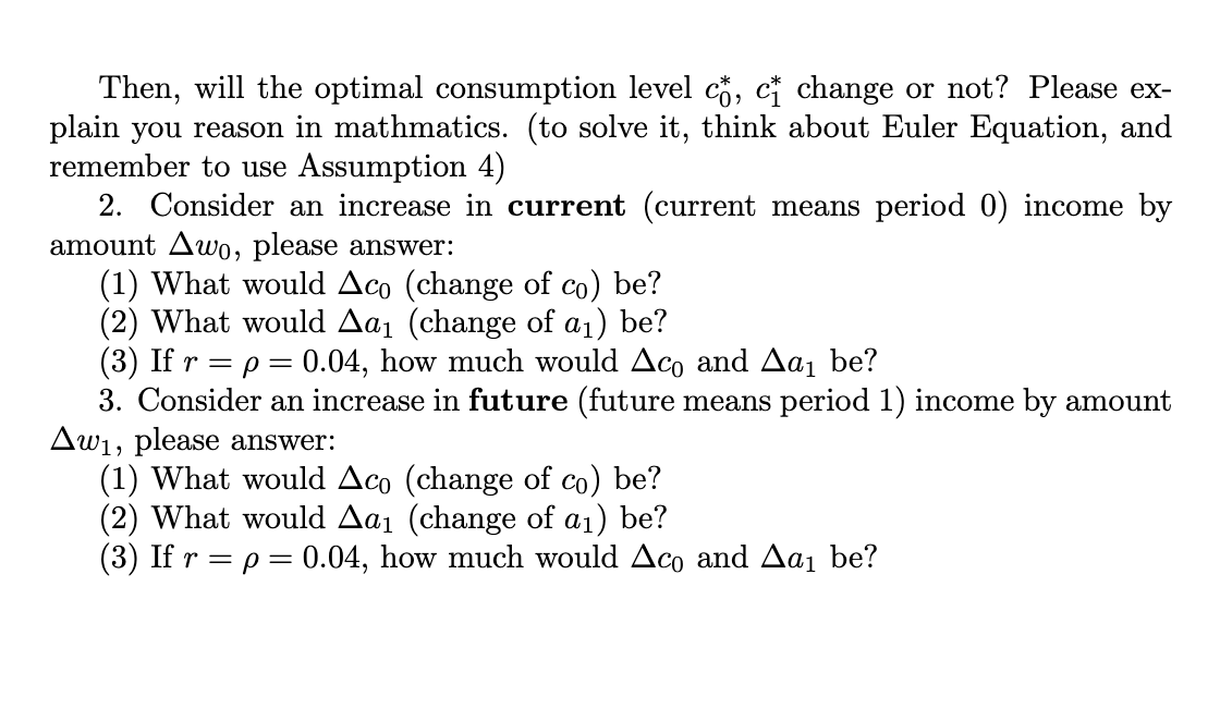 Solved 1 Deterministic Two-step Household Problem Based on | Chegg.com