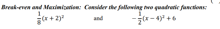 Solved Break-even and Maximization: Consider the following | Chegg.com