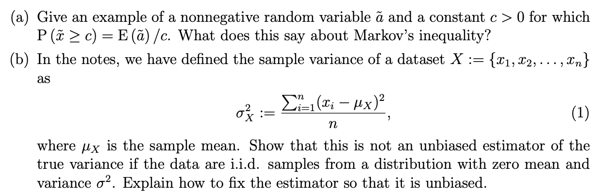 Solved (a) Give an example of a nonnegative random variable | Chegg.com