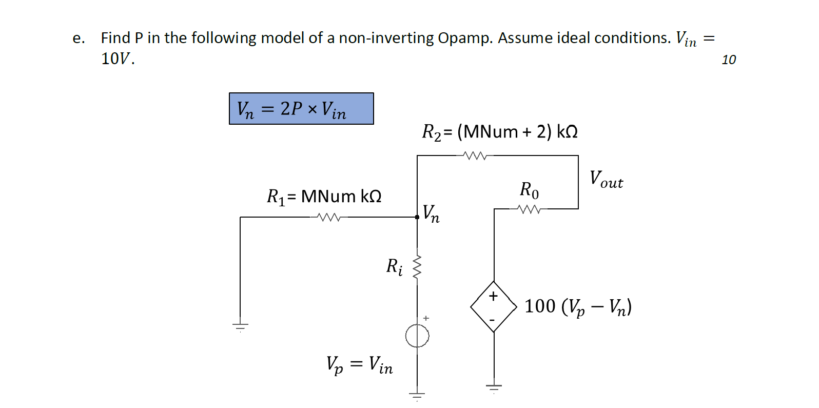 Solved e. Find P in the following model of a non-inverting | Chegg.com