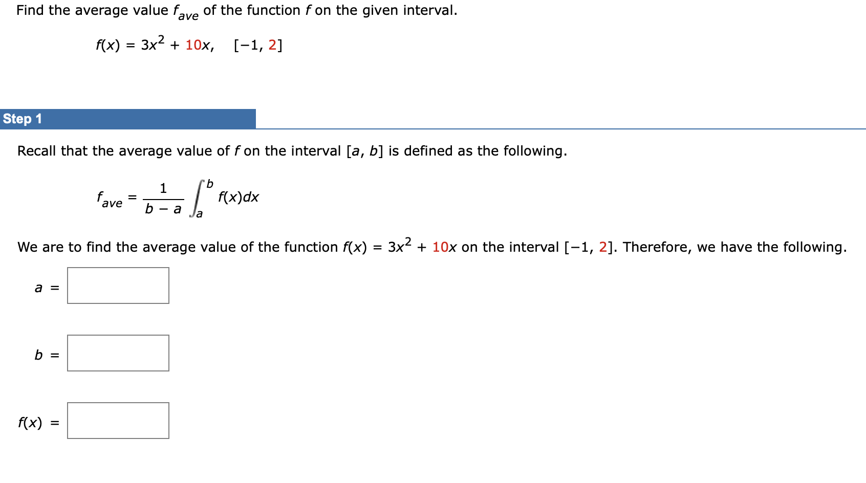Solved Find the average value fave of the function f on the | Chegg.com