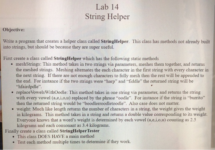 Solved Lab 14 String Helper Objective Write A Program That 2771