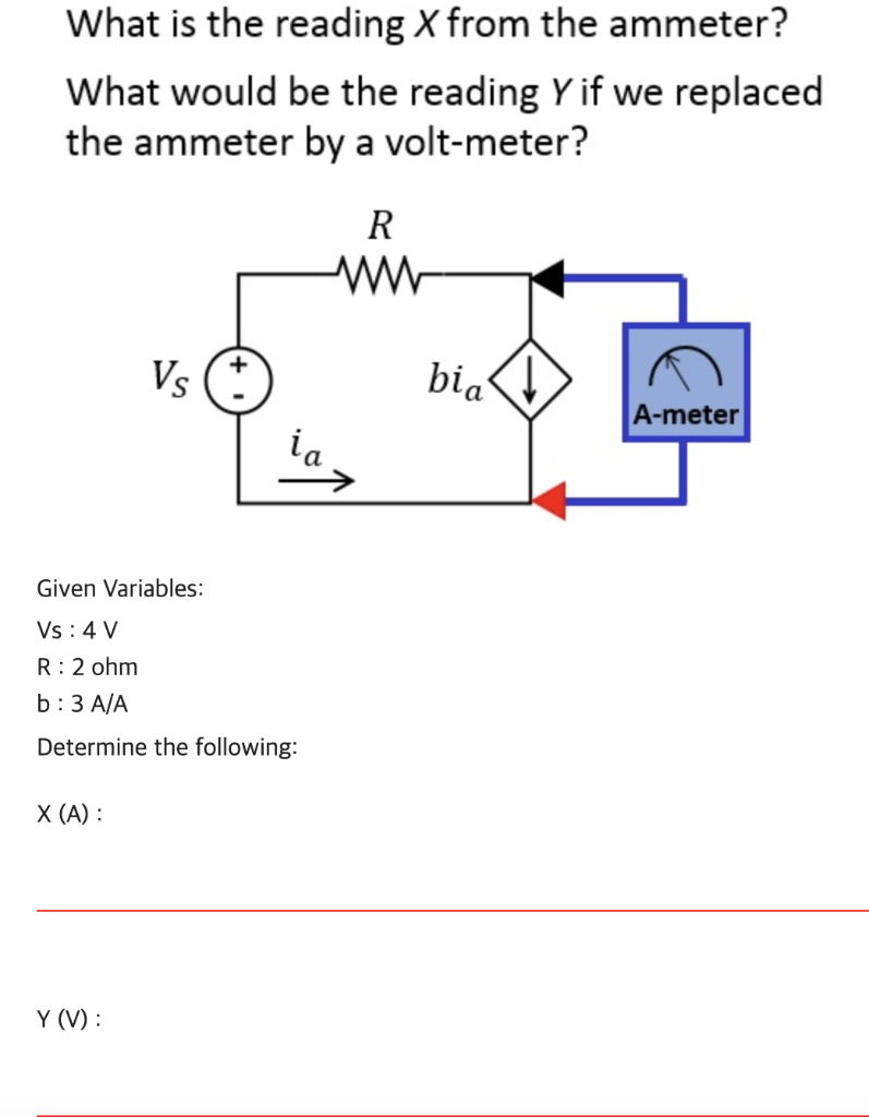 Solved What is the reading X from the ammeter? What would be | Chegg.com