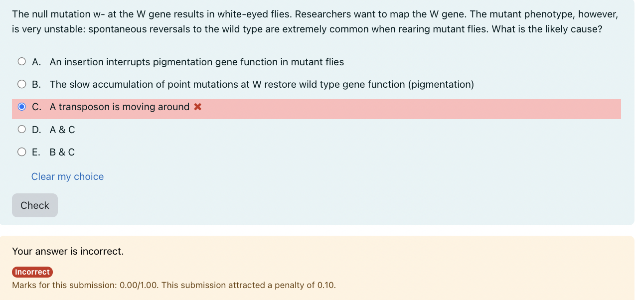 Solved The null mutation w - ﻿at the W ﻿gene results in | Chegg.com