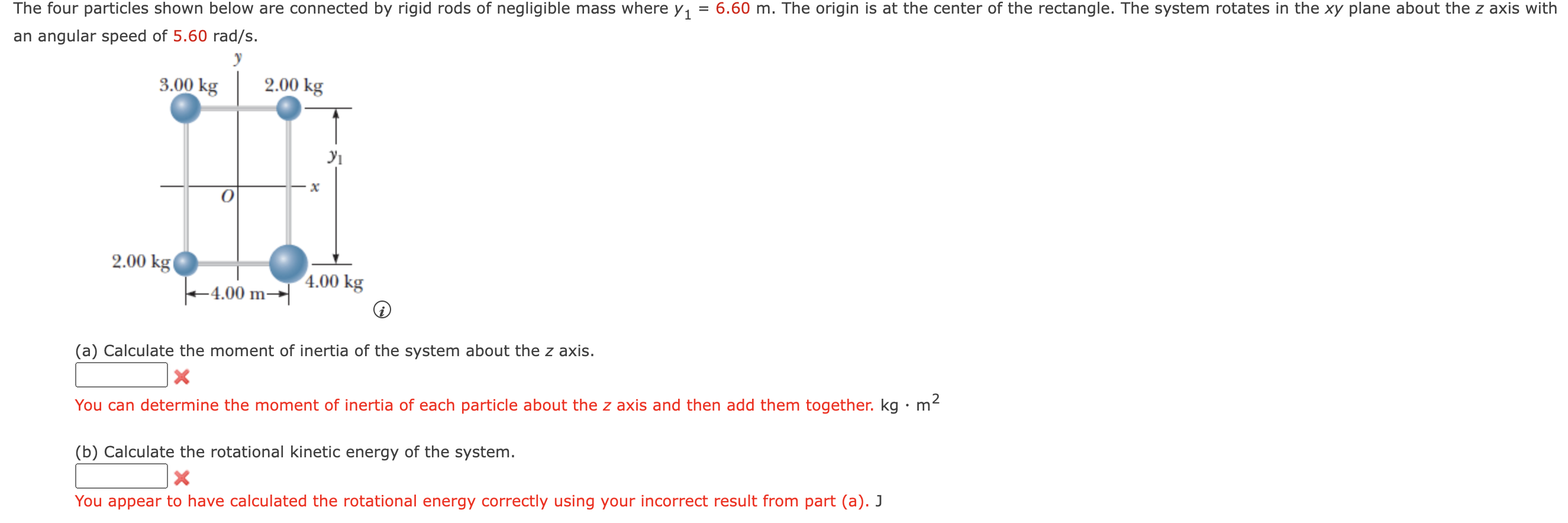Solved The four particles shown below are connected by rigid | Chegg.com